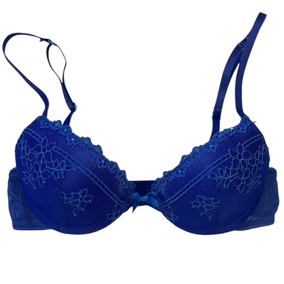 Xhilaration | Intimates & Sleepwear | Blue Floral Lace Sexy Pushup Bra ...